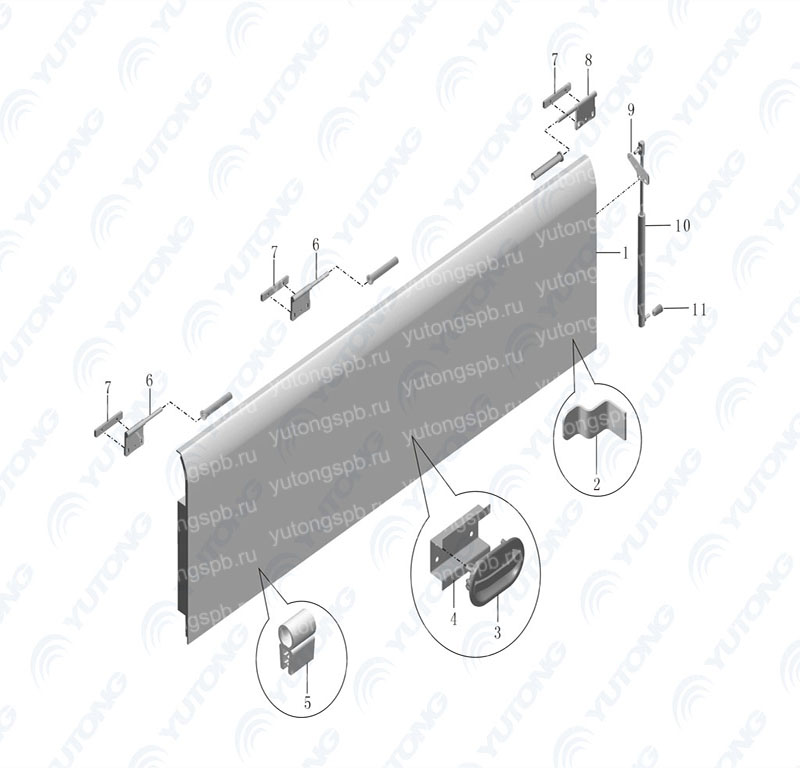 5905-03804 Крышка отсека над задней левой колесной аркой ZK6122H9 Ютонг ...